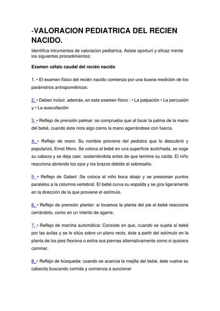 Valoración pediátrica del recién nacido | Aura Ester Peréz Rada | uDocz