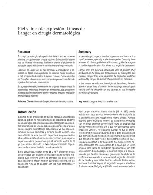 Piel y línea de expresión. Líneas de Langer en cirugía dermatológica ...