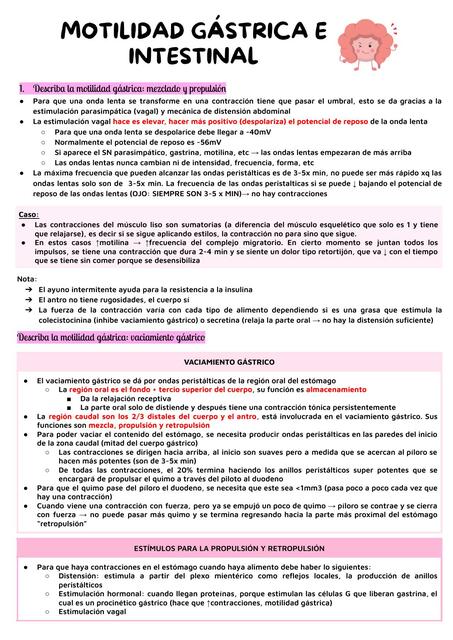 Motilidad Gástrica e Intestinal | Medicomely | uDocz
