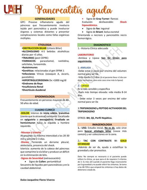 Pancreatitis Aguda | Dulce Flores | uDocz