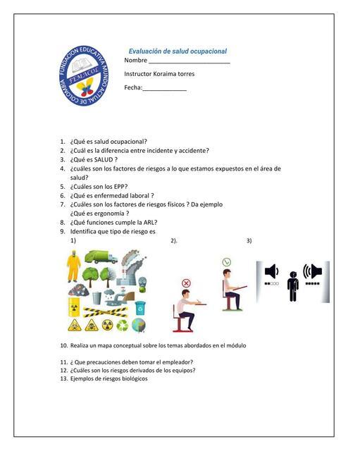 Evaluación 20 Salud Ocupacional | Koraima Torres | uDocz