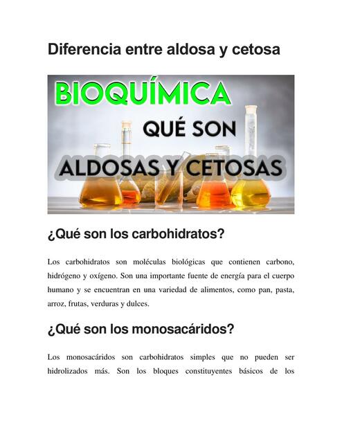 Diferencia entre Aldosa y Cetosa | Aprende Todo de Medicina | uDocz