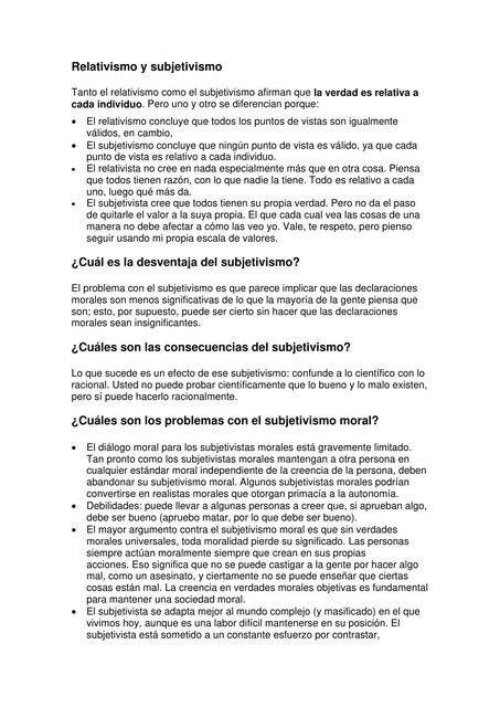 Relativismo y Subjetivismo | Lucíana Solange Zavaleta Matias | uDocz