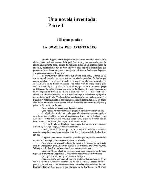 Una novela inventada. Parte 1 | Secundaria o Colegio | uDocz