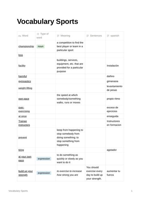 Vocabulary Sports English | greyssnic | uDocz