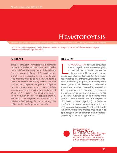 Hematopoyesis | Gael Flores Medina | uDocz