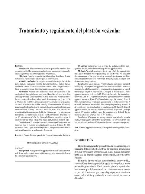 Tratamiento y seguimiento del plastrón vesicular | Medicina y Farmacia ...