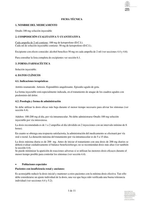 Ficha Técnica Orudis | Cesar OreFernandini | uDocz