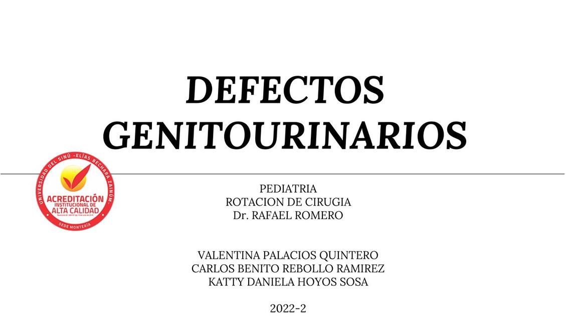 Defectos genitourinario | katty hoyos | uDocz