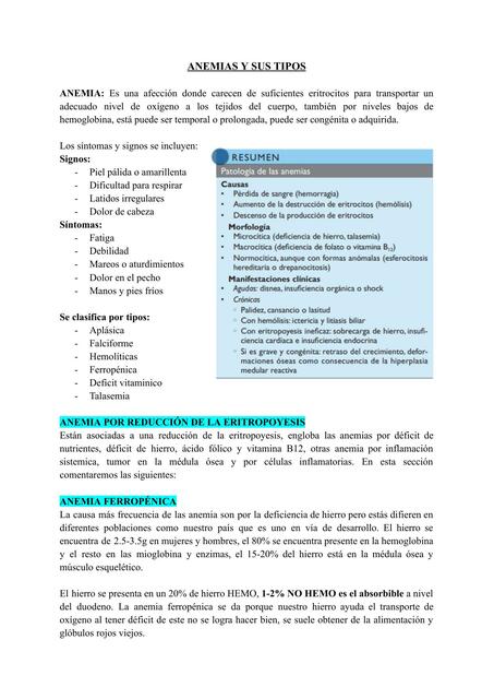 Anemia y tipos | Jeremy Castillo | uDocz