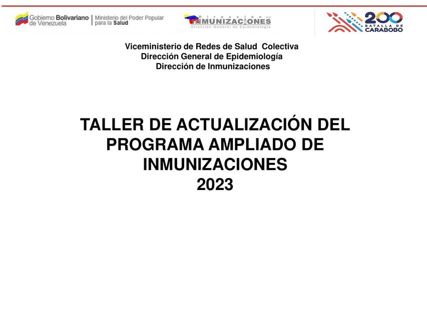 Taller de Actualización del Programa Ampliado de Inmunizaciones | jorge | uDocz