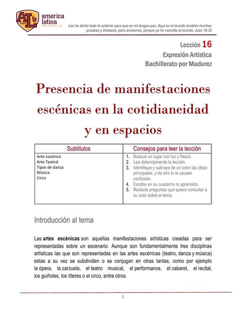 Lección 16 1 Artística | Jeancarlo M. | uDocz