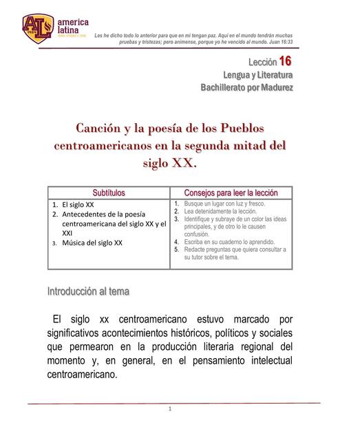 Leccion 16 1 Lengua y Literatura Tarea 1 | Jeancarlo M. | uDocz
