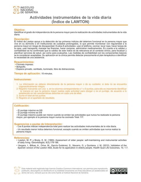 Escala de Lawton | Ana Salas | uDocz