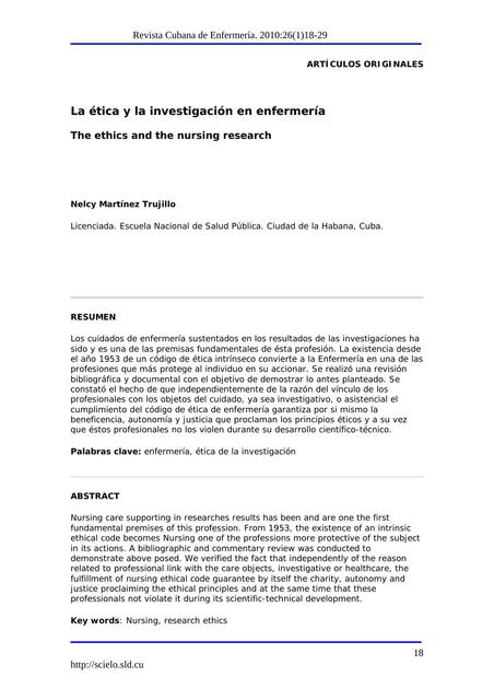 Flashcards de La Ética y la Investigación en Enfermería | Por MARIANELA LISBETH MINCHON ESQUIVEL ...