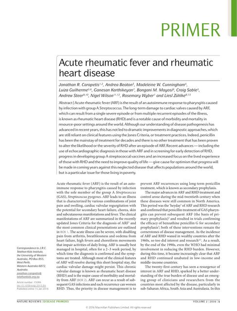 Acute Rheumatic Fever and Rheumatic Heart Disease | CARLOS ALONSO APAZA ...