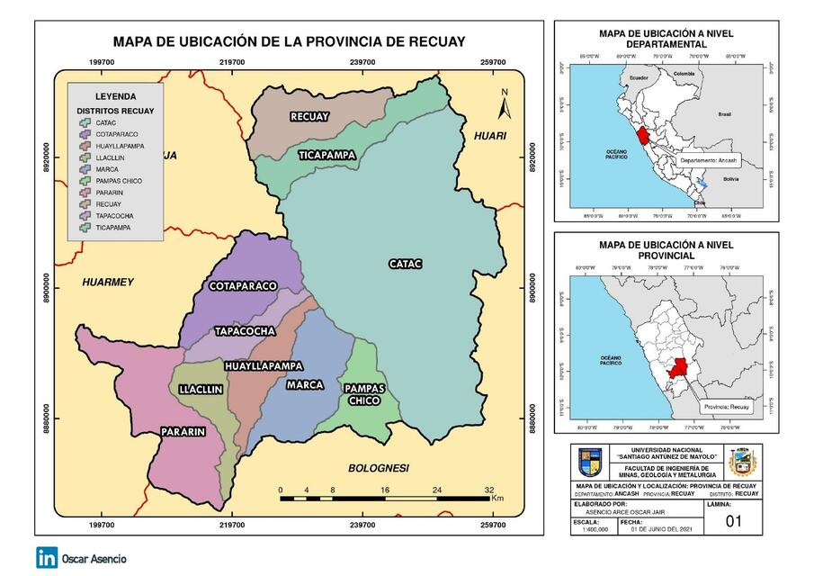 Mapa de Ubicación de la Provincia de Recuay | Oscar Asencio | uDocz