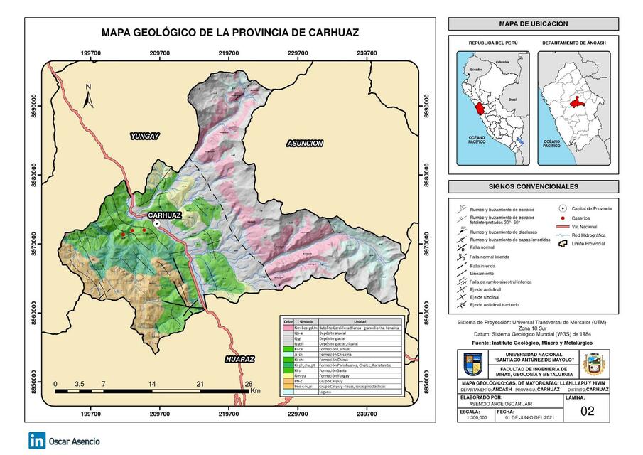 Mapa Geológico de la Provincia de Carhuaz | Oscar Asencio | uDocz