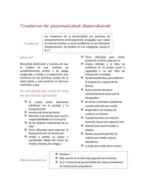 Trastorno de personalidad dependiente | Osmerlin Caldea | uDocz