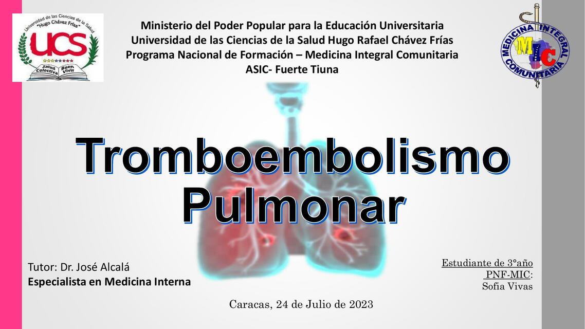 Tromboembolismo Pulmonar | Sofía Vivas | uDocz