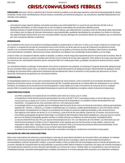Crisis Febriles y Convulsiones en Pediatría | Ana Paula Gon | uDocz