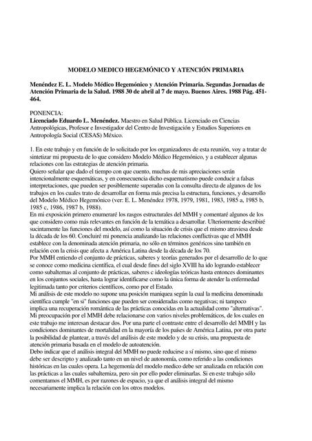 Modelo médico hegemónico y atención primaria | Candylu_____study | uDocz