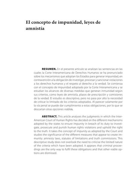El concepto de impunidad, leyes de amnistía | Derecho y leyes | uDocz