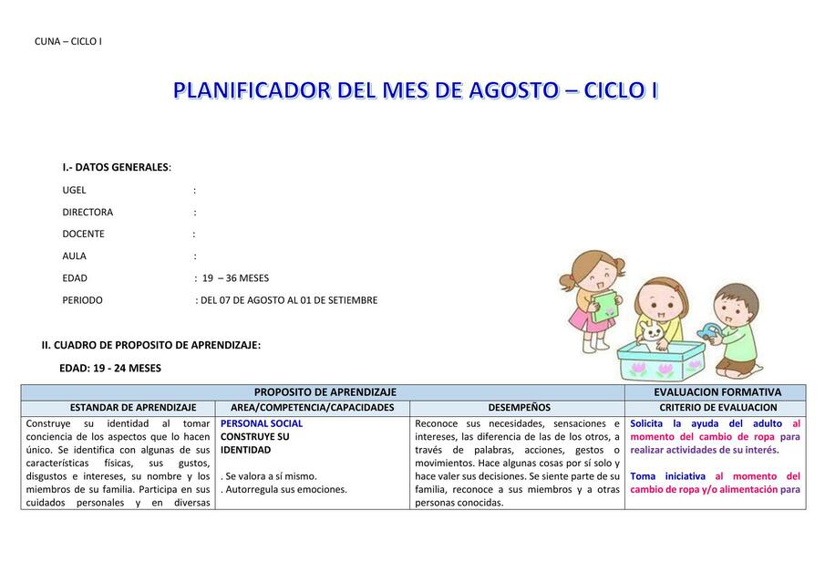 Planificador del Mes de Agosto | Mariela | uDocz