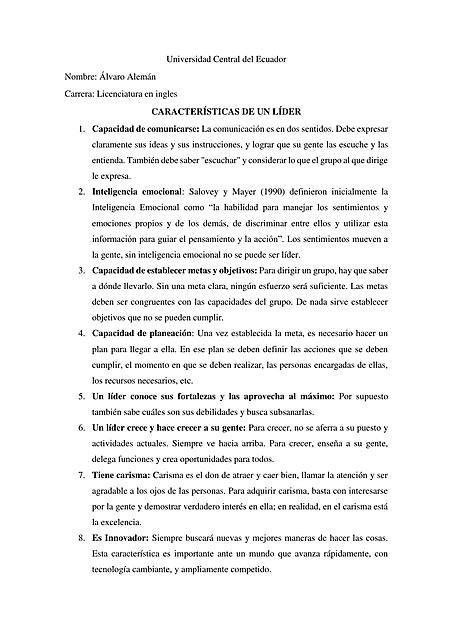 Características de un líder | Alvaro Aleman | uDocz