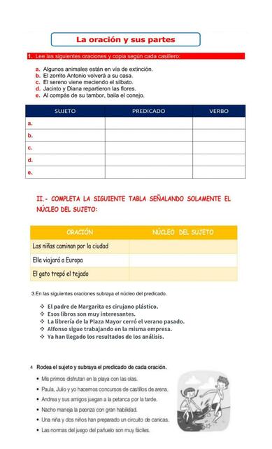 La Oración y sus Partes | Estrella Sofia Benitez Castro | uDocz