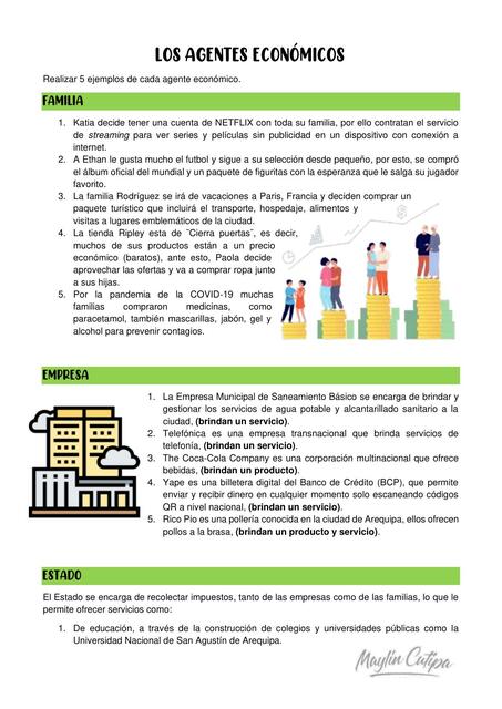 Ejemplos de agentes económicos | Maylin Cutipa | uDocz