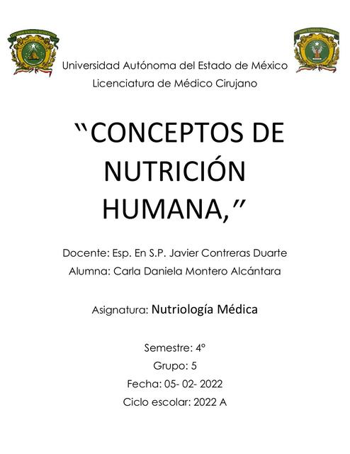 Nutriologia Definiciones | Carla Daniela Montero | uDocz