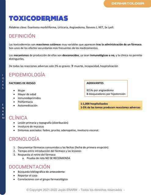 Toxicodermias | Medicina Humana | uDocz