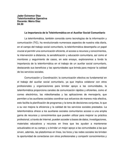 La Importancia de la Teleinformática en el Auxilia | Juliana Fernandez ...