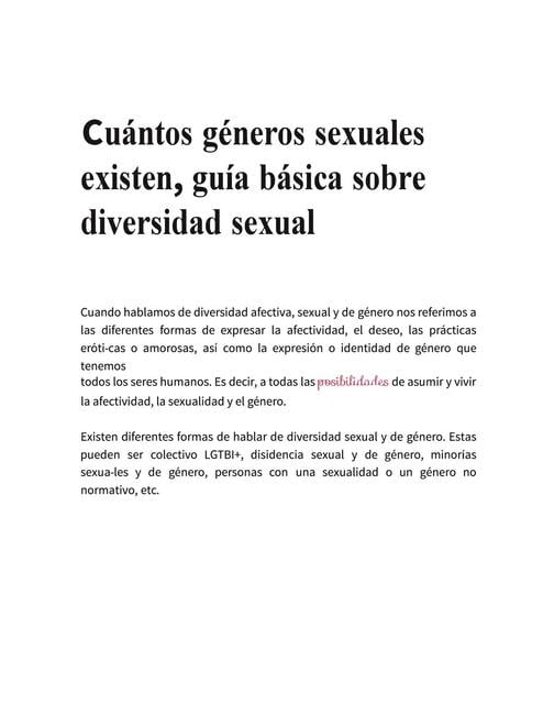Cuántos géneros sexuales existen, guía básica sobre diversidad sexual ...
