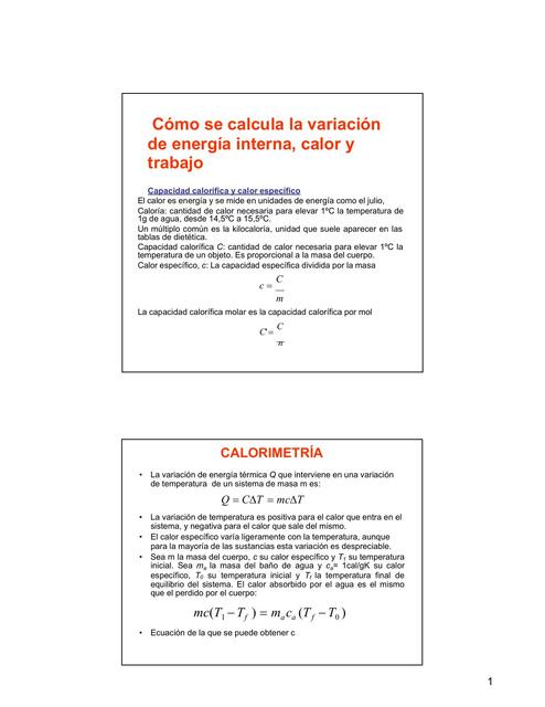 Cómo se calcula la variación de energía interna, calor y trabajo ...