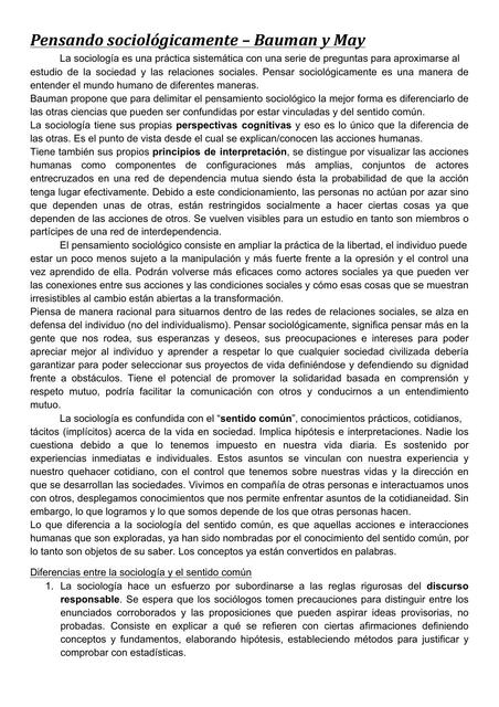 Flashcards de Pensando Sociológicamente- Bauman y May | Por Filosofía y ...