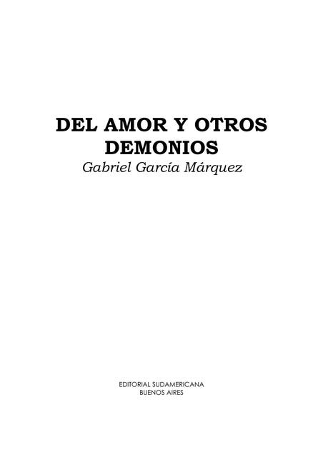 Del Amor y Otros Demonios | Abigail Flores | uDocz