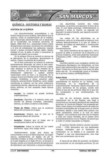 Química- Historia y Ramas | German Mamani | uDocz