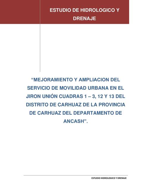 Estudio Hidrológico y Drenaje | Edyn Coral | uDocz