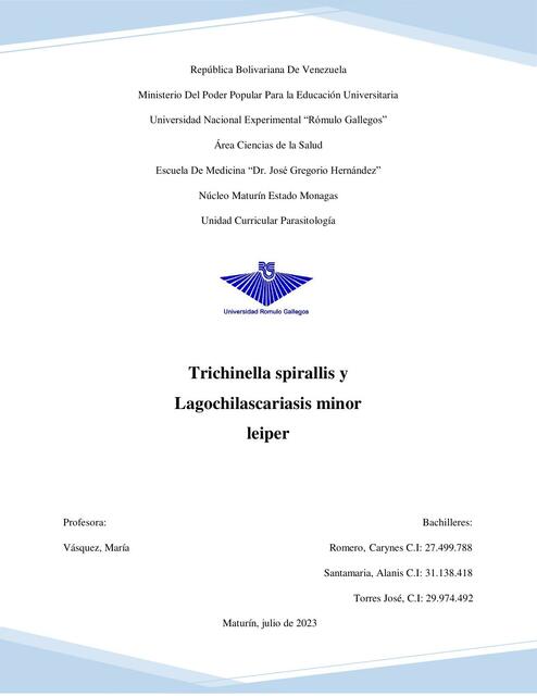 Trichinella spirallis y Lagochilascariasis minor | Jose Antonio Torres ...