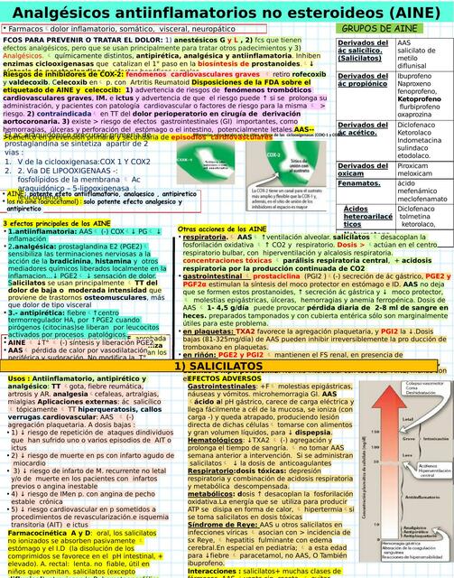 Flashcards de Analgésicos antinflamatorios no esteroideos | Por Estefhani Portilla Marin | uDocz