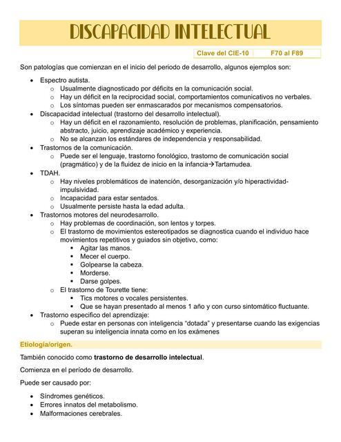 Discapacidad intelectual | Medicina.zip | uDocz