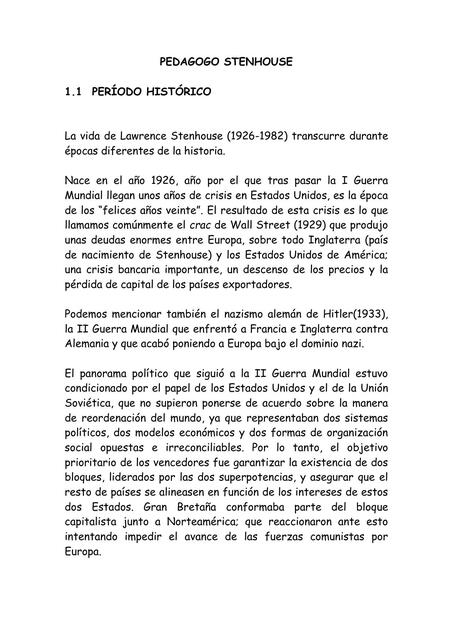Pedagogo Stenhouse | Pedagogía y algo más | uDocz