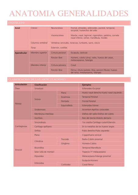Anatomía Generalidades | Tania | uDocz
