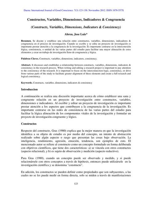 Constructos, Variables, Dimensiones, Indicadores & Congruencia | César ...