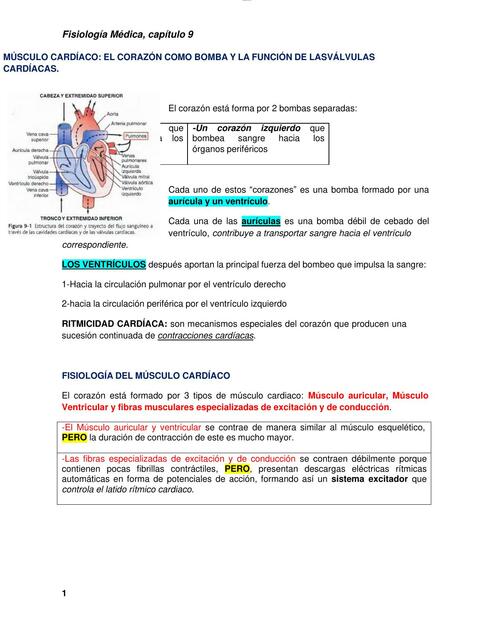 Fisiología médica capitulo 9 músculo cardiaco el corazón como bomba y la función de las válvulas ...