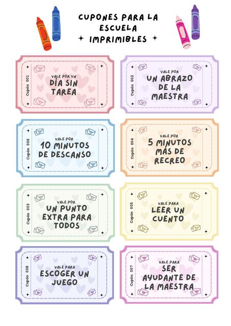 Cupones para la escuela imprimibles | Educación Especial | uDocz