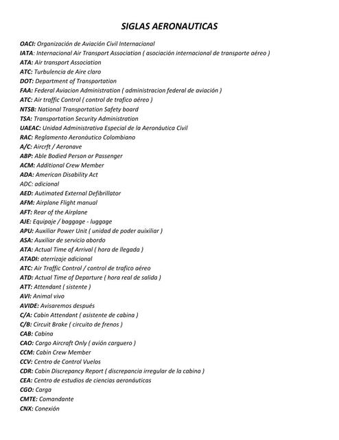 Siglas aeronáuticas | Laura | uDocz