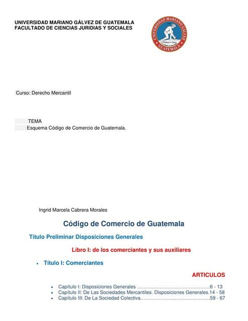 Esquema Código de Comercio de Guatemala | ingrid | uDocz